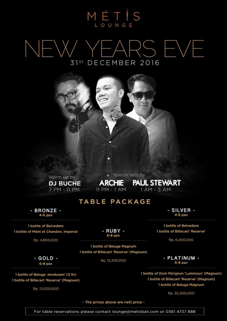 New Years Eve Party 2016 at Metis Lounge Bali